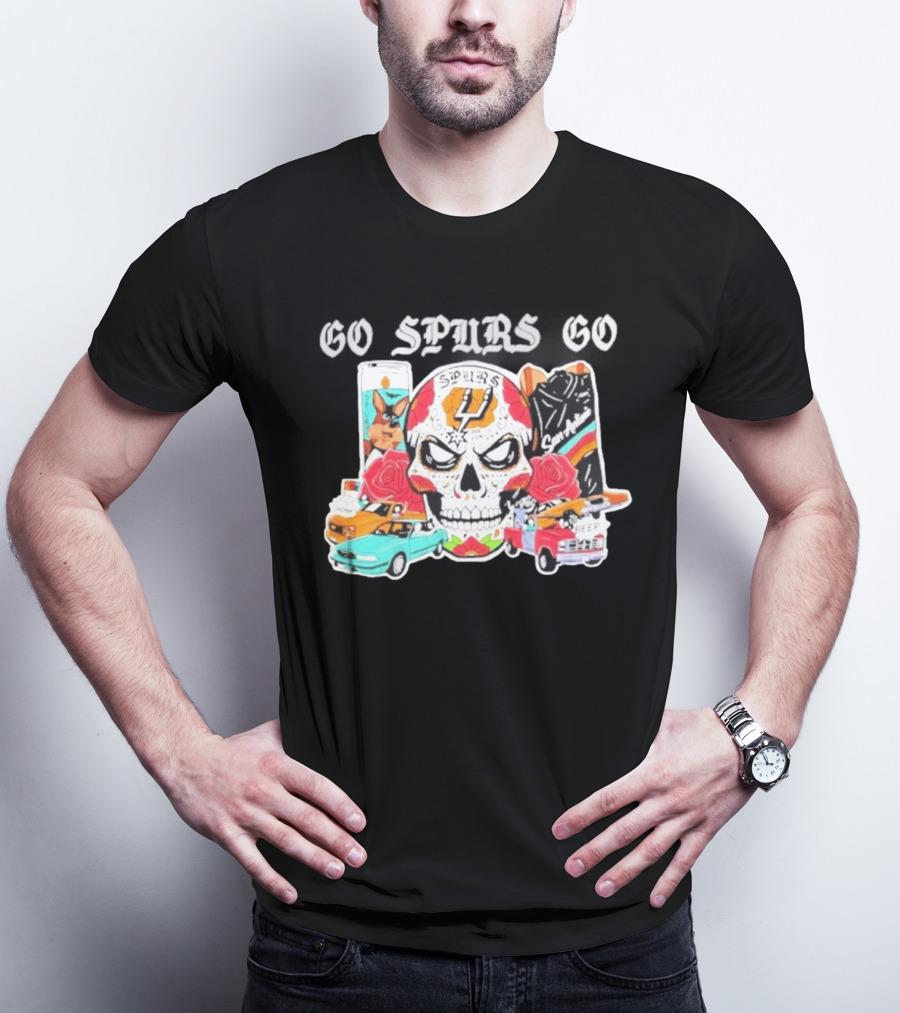 San Antonio Spurs Skull Beep Halloween Rose Cars Spurs 4 San Antonio T-Shirt
