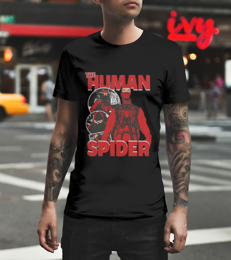 The Human Spider Marvel Bootleg Bodega Scene Comic T-Shirt