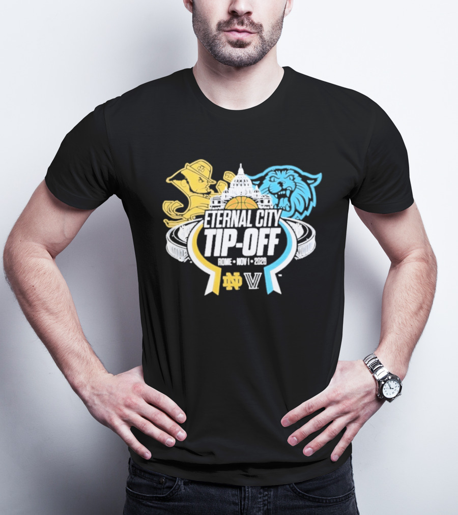 Eternal City Tip Off Rome 2026 Villanova Wildcats Vs Notre Dame Fighting Irish Basketball Matchup T-Shirt