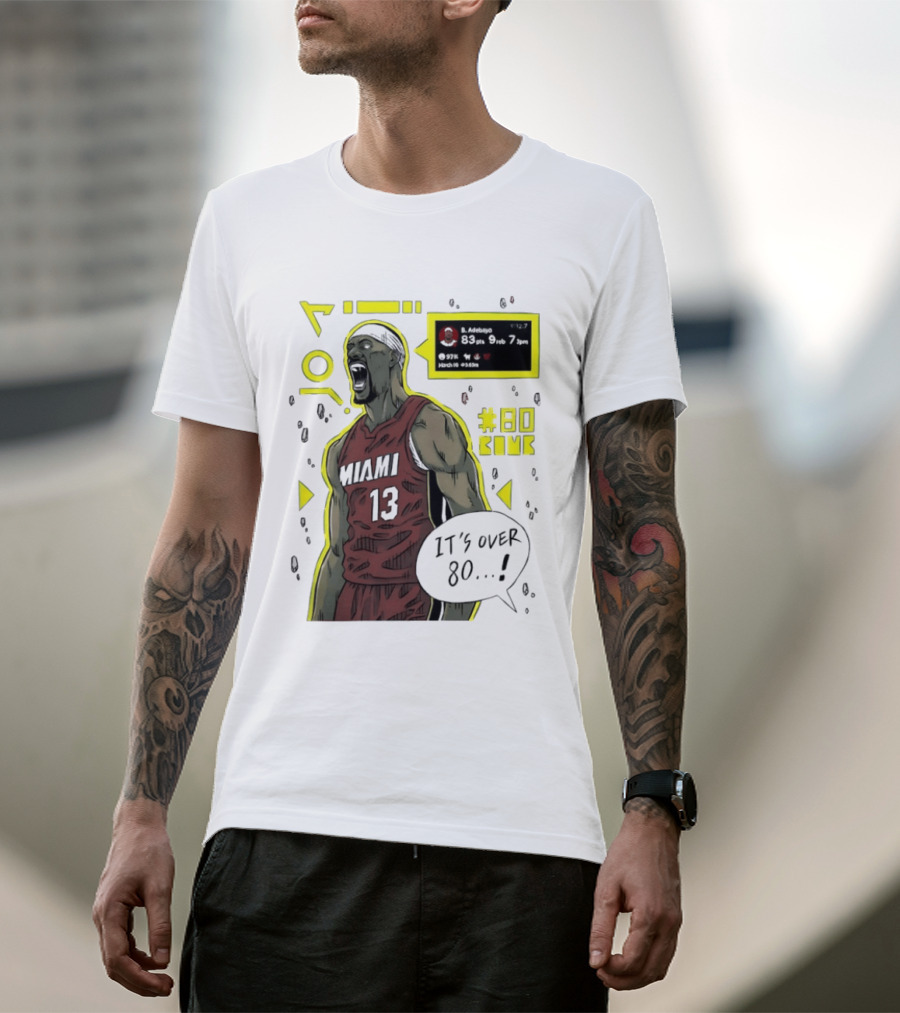 Bam Adebayo Miami Heat 80 Points Record Manga NBA 2026 T-Shirt