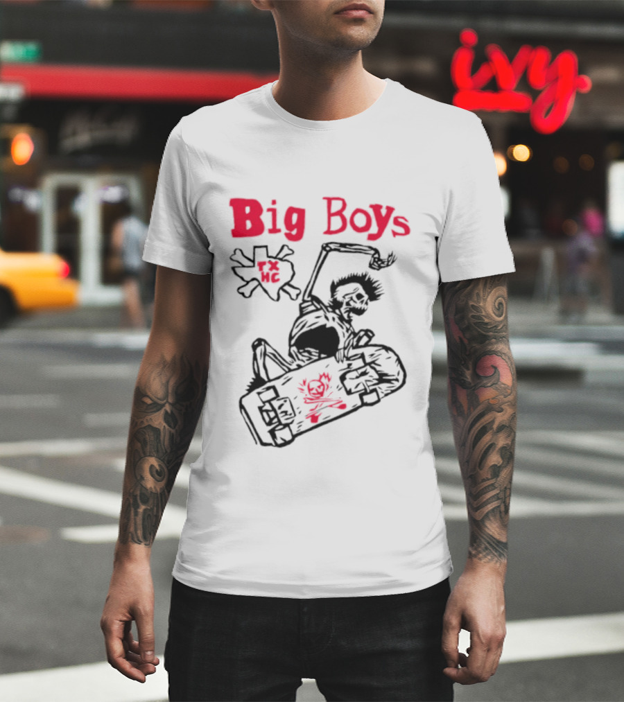 Big Boys Texas Hardcore Skeleton Skateboarder Tx Hc T-Shirt