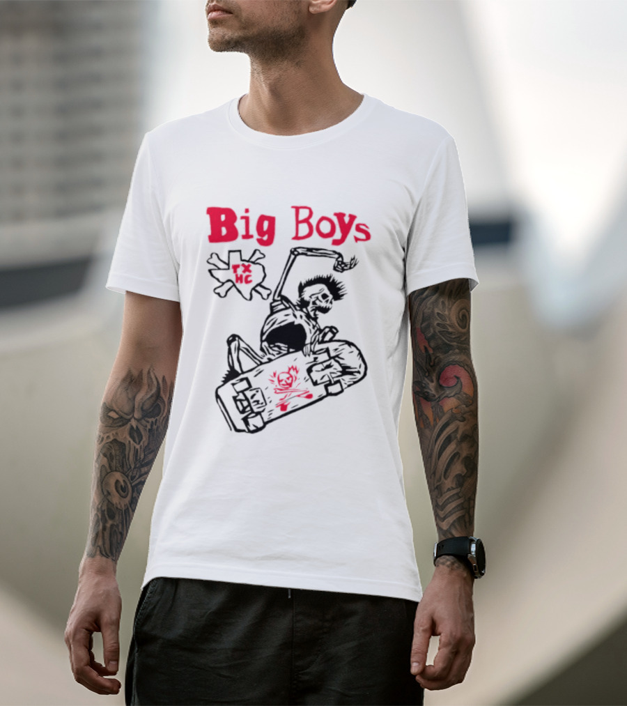 Big Boys Texas Hardcore Skeleton Skateboarder Tx Hc T-Shirt