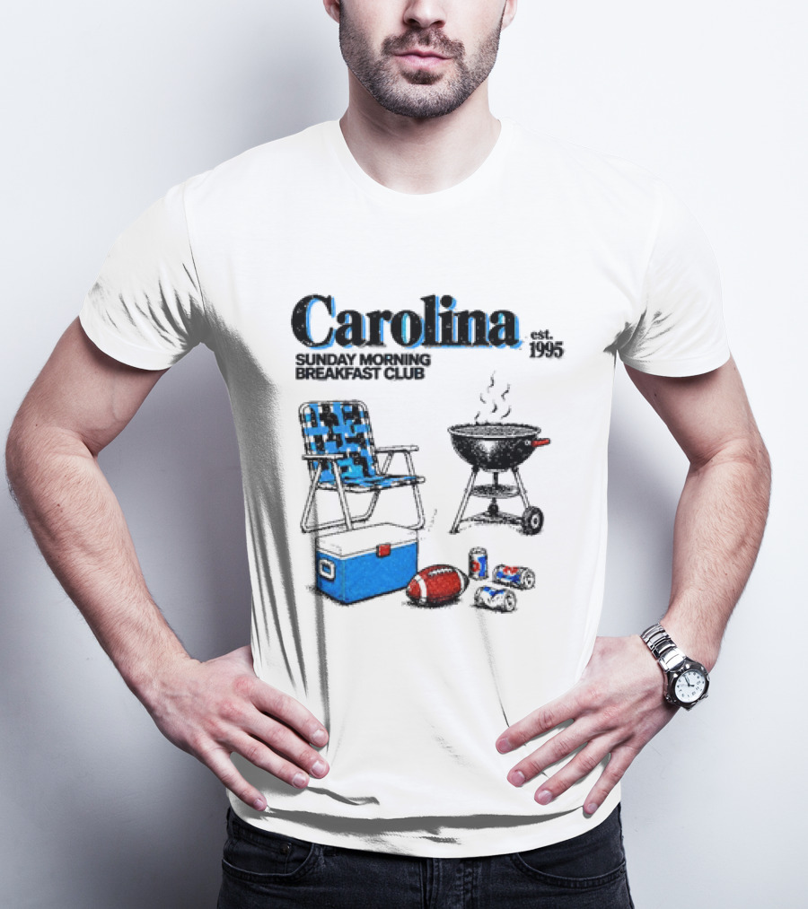 Carolina Sunday Morning Breakfast Club Football Tailgate Game Day Chair BBQ Cooler T-Shirt