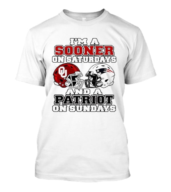 I'm A Sooner On Saturdays And A Patriot On Sundays Football Helmets T-Shirt