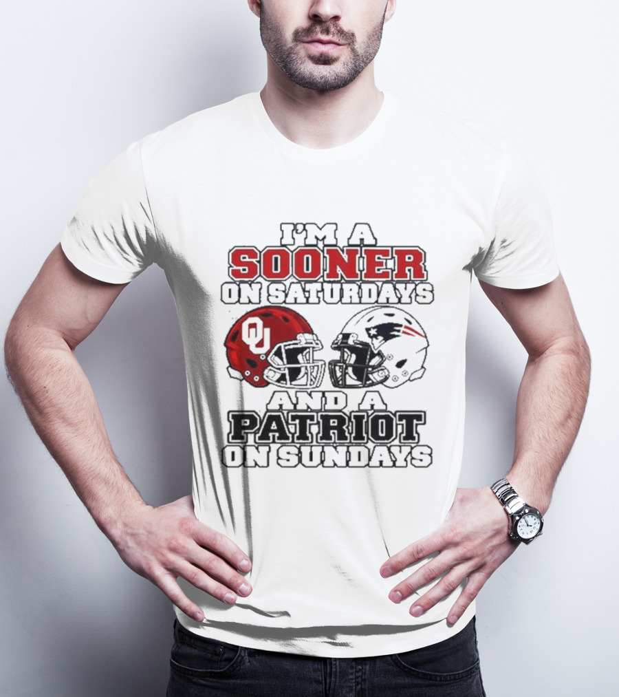 I'm A Sooner On Saturdays And A Patriot On Sundays Football Helmets T-Shirt