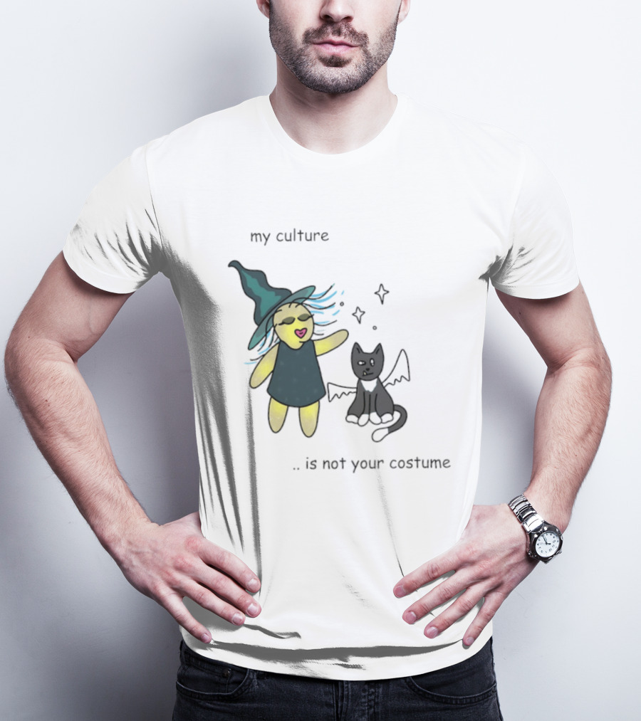 My Culture Is Not Your Costume Witch With Bat Cat T-Shirt