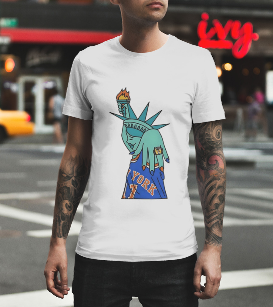 New York Knicks Statue Of Liberty 11 Rings NBA 2026 T-Shirt