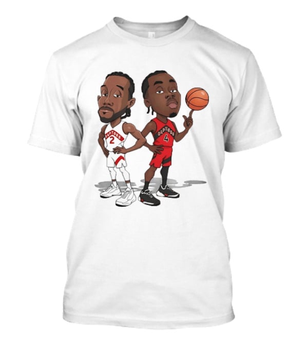 Toronto Raptors 2 Kawhi Leonard 4 Scottie Barnes Caricature Basketball T-Shirt