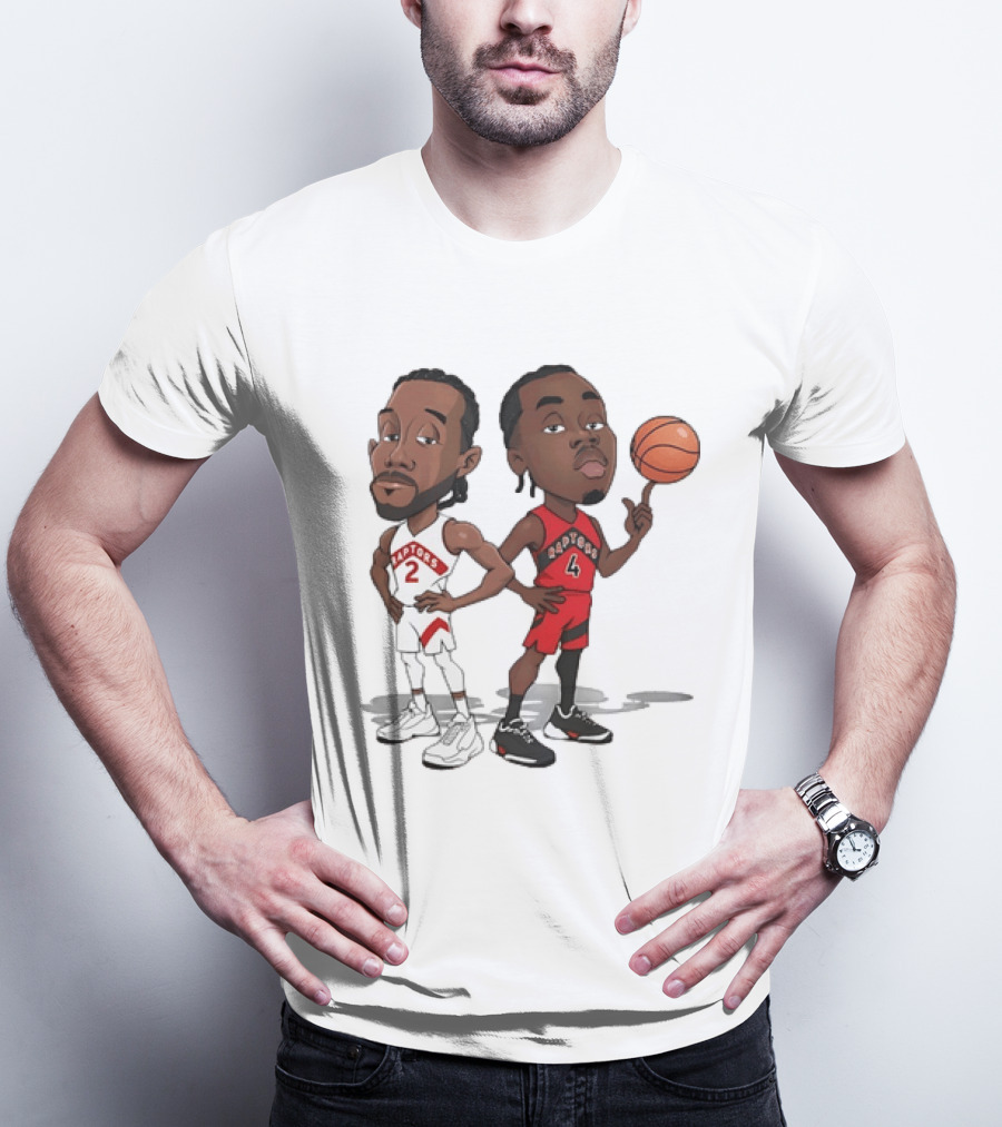 Toronto Raptors 2 Kawhi Leonard 4 Scottie Barnes Caricature Basketball T-Shirt