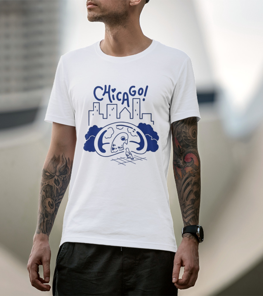 Chicago Skyline Bean Avi Matzo X RAYGUN T-Shirt