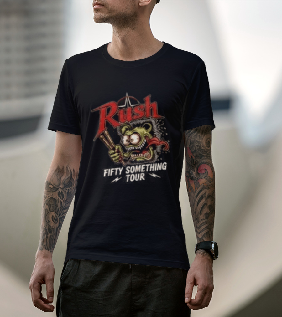Rush Fifty Something Tour Monster Holding Drumsticks T-Shirt