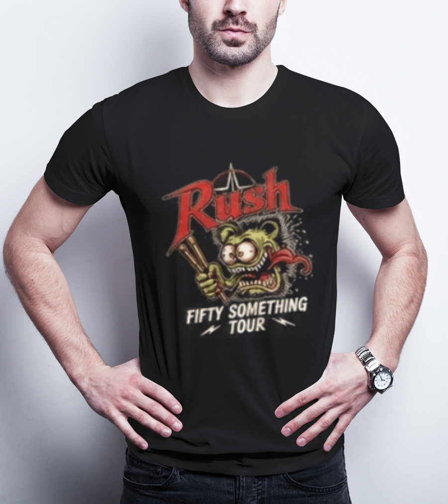 Rush Fifty Something Tour Monster Holding Drumsticks T-Shirt