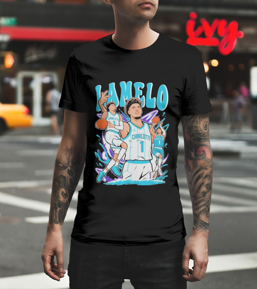 LaMelo Ball Charlotte Hornets Basketball Dynamic Moves T-Shirt