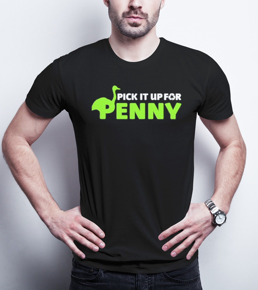 Pick It Up For Penny Emu Silhouette Neon Green T-Shirt