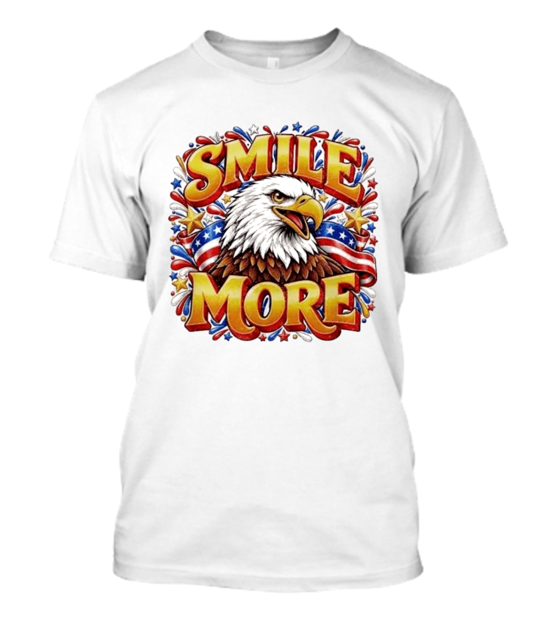 Smile More American Eagle Patriotic Stars And Stripes T-Shirt