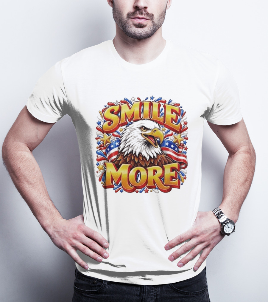 Smile More American Eagle Patriotic Stars And Stripes T-Shirt
