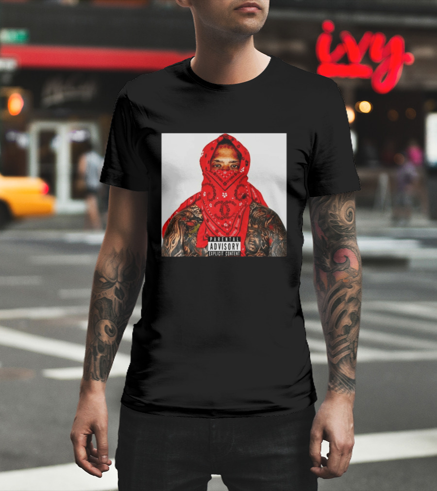 Westside Gunn Heelmatic 2026 Album Cover Parental Advisory Explicit Content Bandana Tattoo Face T-Shirt