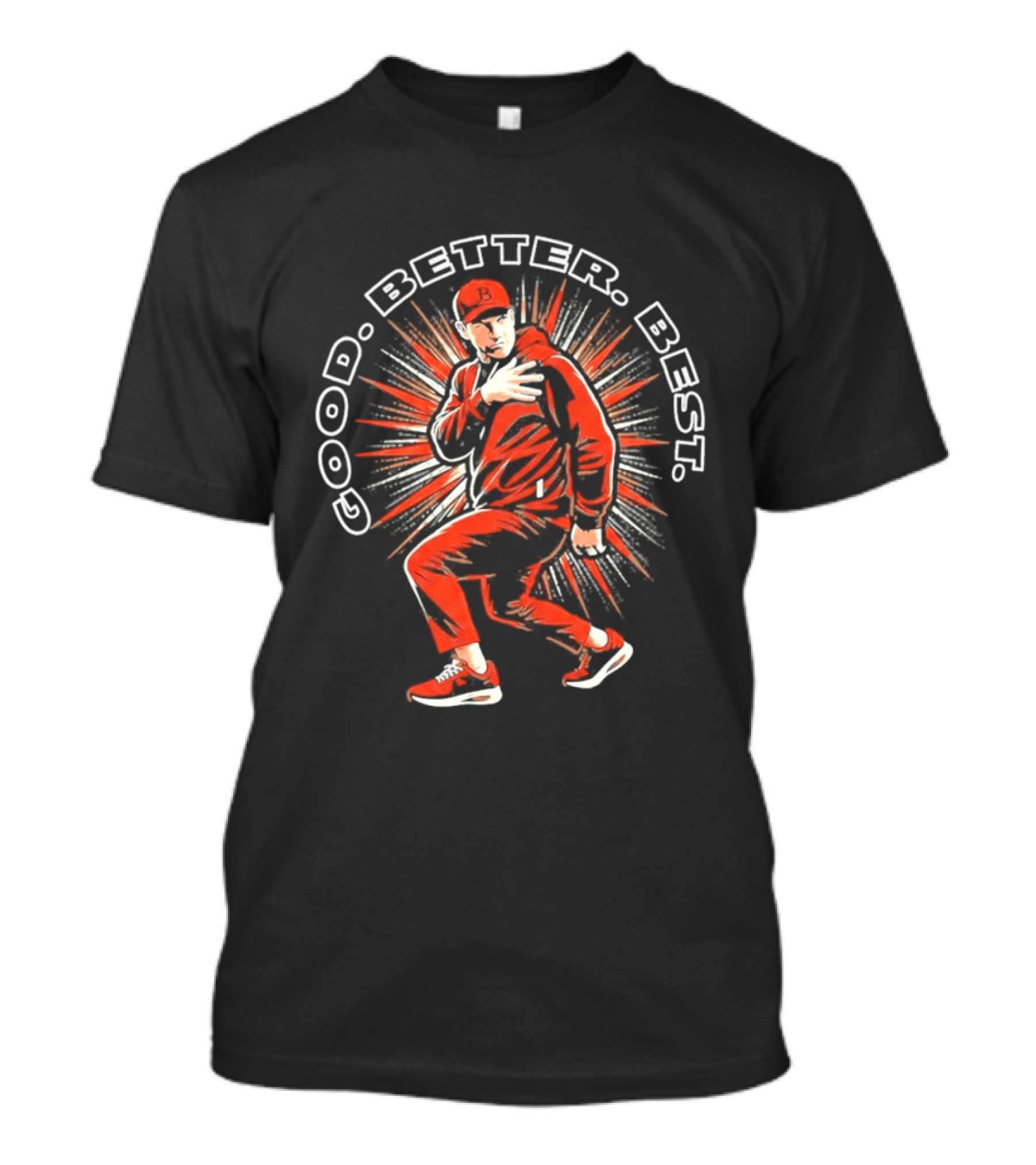 Ben Johnson Good Better Best Retro Athletic Style Red And White Burst T-Shirt