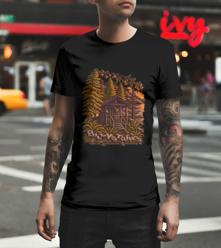 Billy Strings October 09 2026 Angel Of The Winds Arena Everett Washington Cabin In Forest T-Shirt