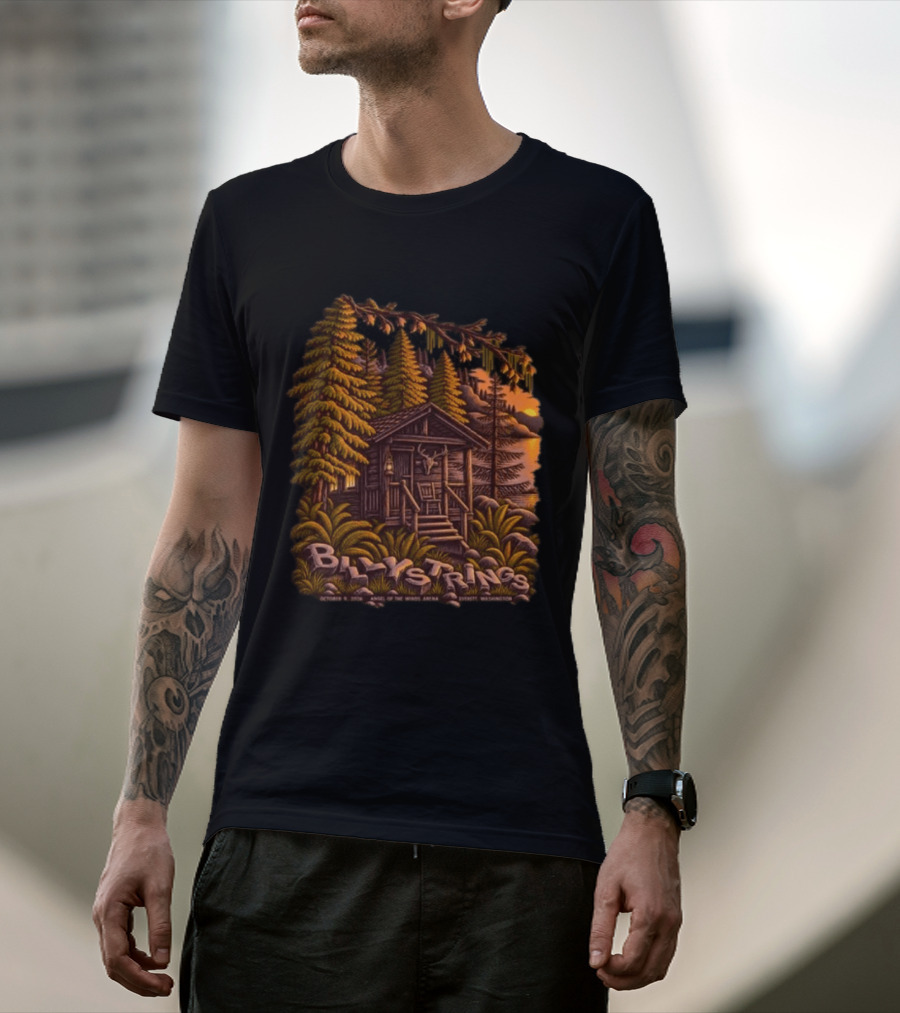 Billy Strings October 09 2026 Angel Of The Winds Arena Everett Washington Cabin In Forest T-Shirt