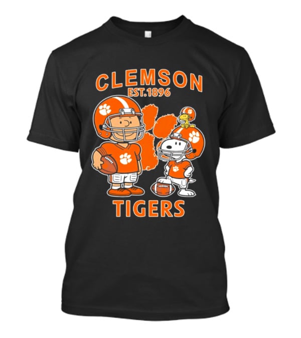 Clemson Tigers Est 1896 Snoopy Charlie Brown Football Peanuts Cartoon T-Shirt
