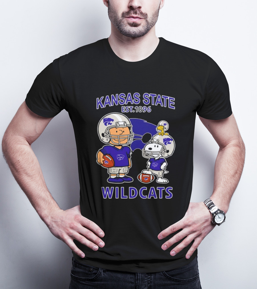 Kansas State Wildcats Snoopy Charlie Brown Football Est 1896 T-Shirt