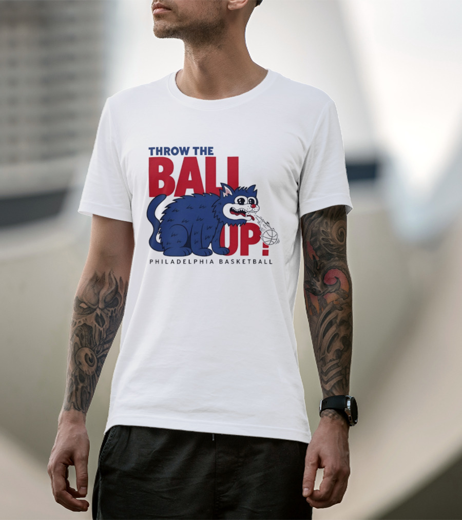 Philadelphia Basketball Throw The Ball Up Cat T-Shirt