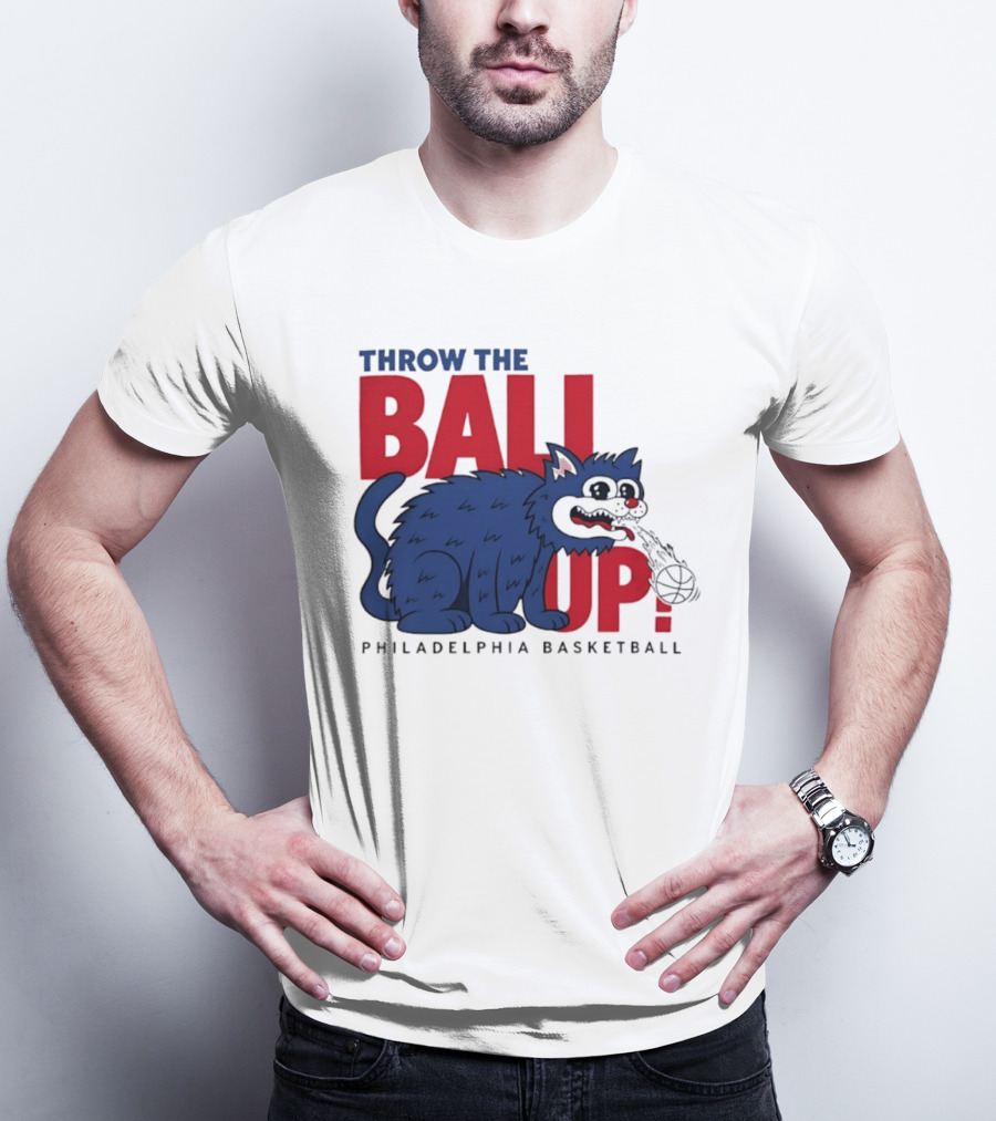 Philadelphia Basketball Throw The Ball Up Cat T-Shirt