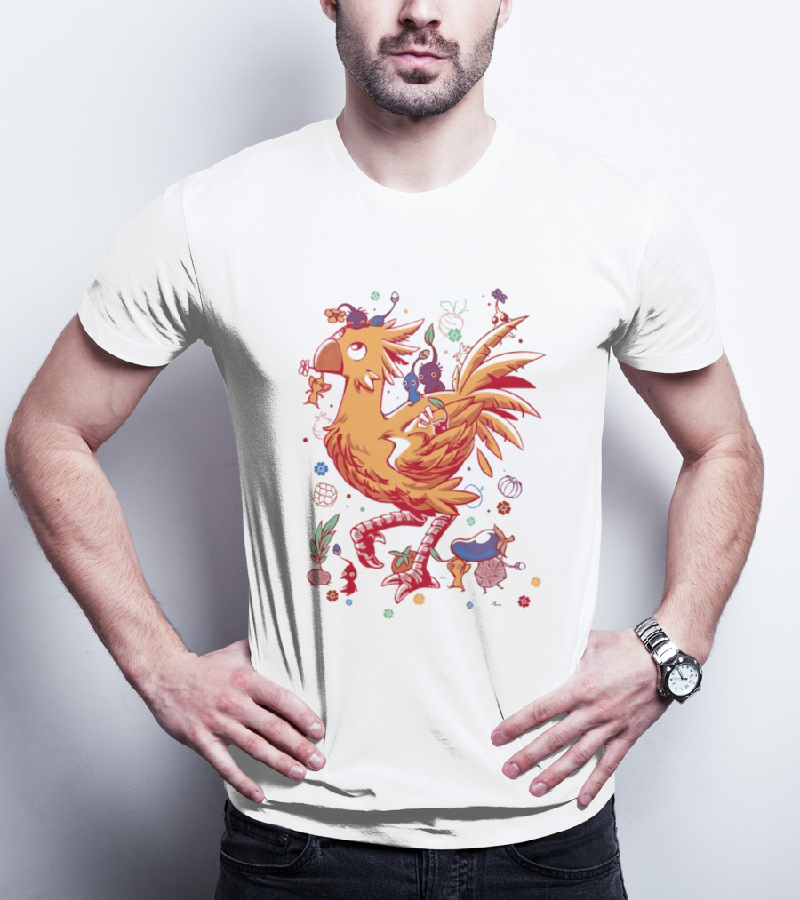 Pikmin Chocobo A Budding Friendship Cartoon Vibrant Creature Characters T-Shirt