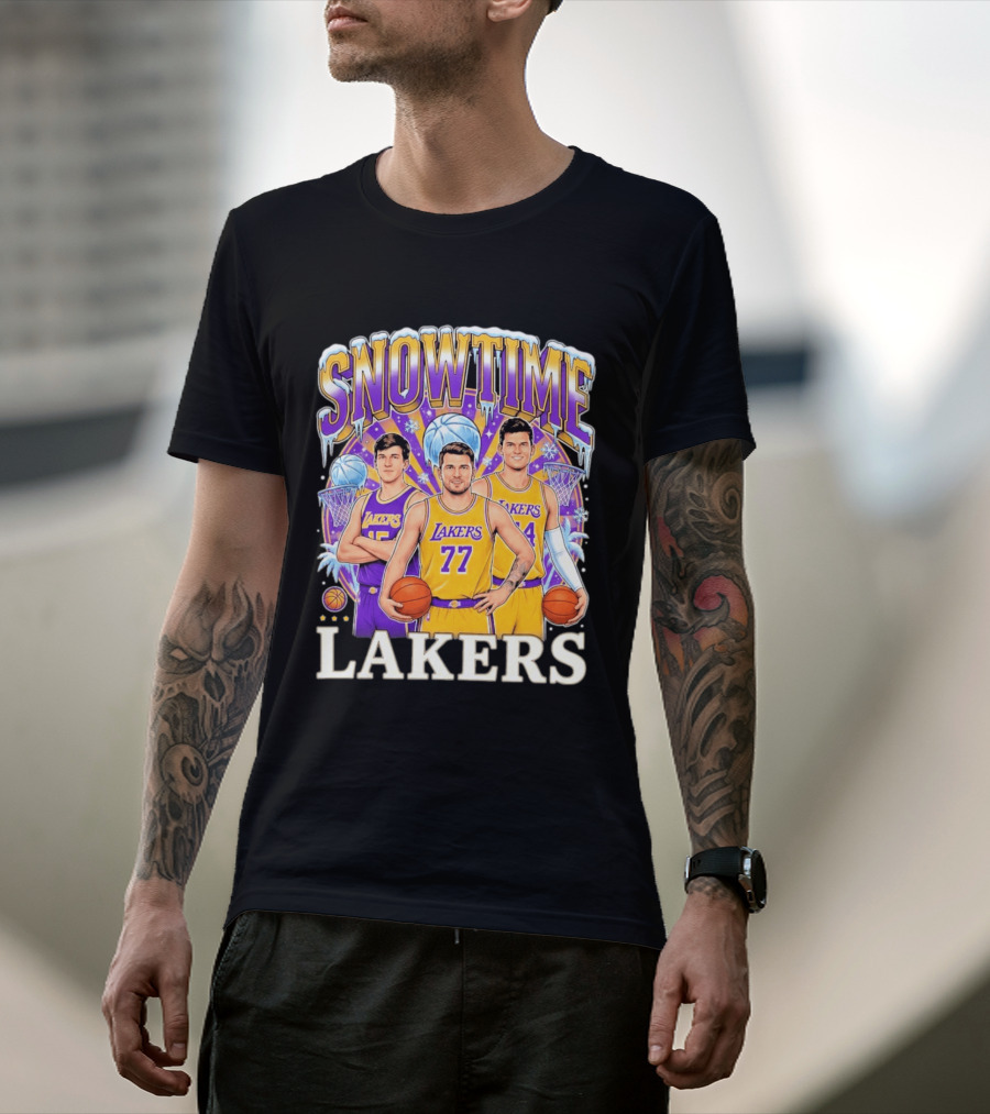 Snowtime Los Angeles Lakers Luka Doncic 77 Basketball Fan T-Shirt