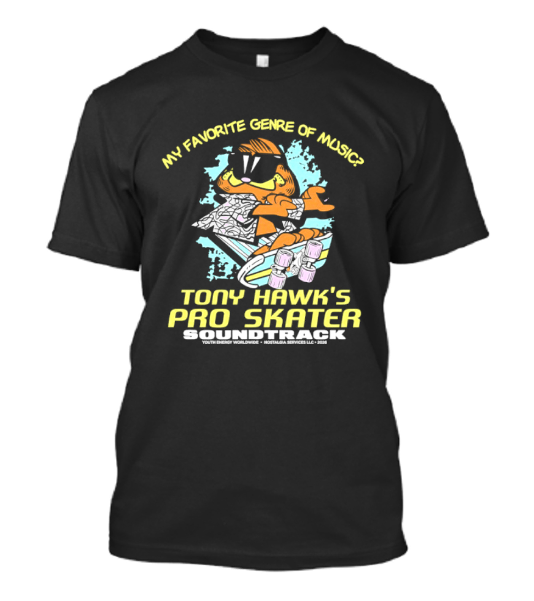 My Favorite Genre Of Music Tony Hawk's Pro Skater Soundtrack Cartoon Bird Skateboard T-Shirt