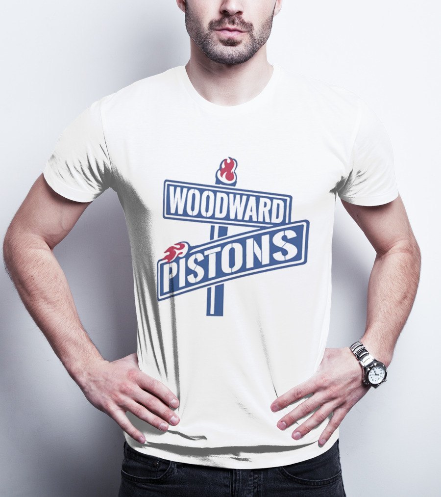 Woodward Pistons Detroit Basketball Team Wordmark T-Shirt