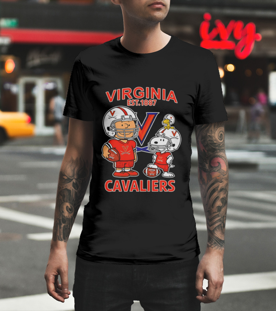 Virginia Cavaliers Snoopy And Charlie Brown Football EST 1887 T-Shirt