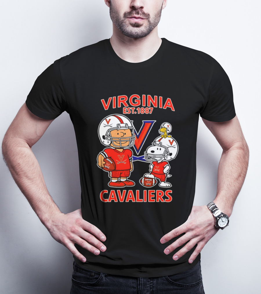 Virginia Cavaliers Snoopy And Charlie Brown Football EST 1887 T-Shirt