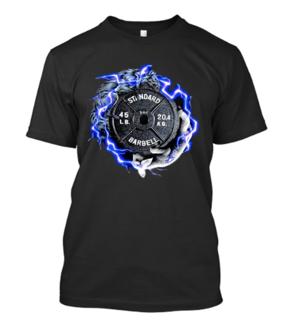 Wolf Vs Rabbit Standard Barbell 45 Lb 20.4 Kg Lightning T-Shirt