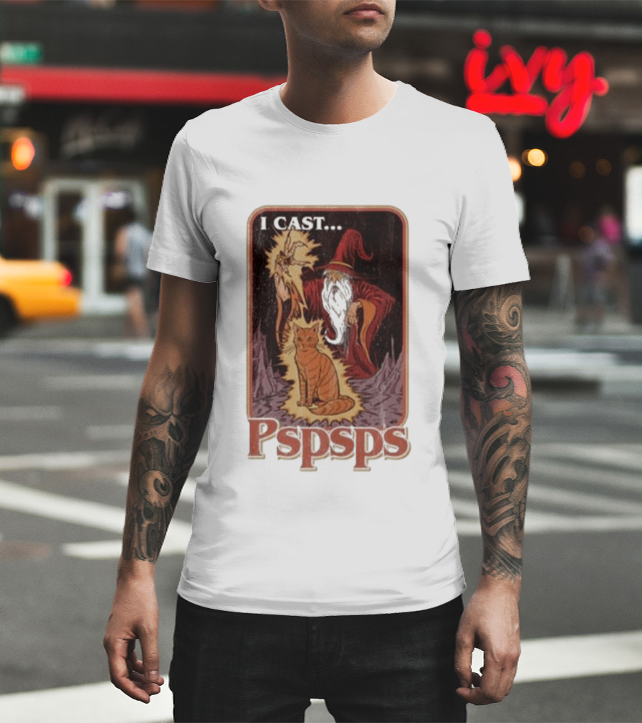 I Cast Pspsps Wizard Mystical Cat Aidan Wachter T-Shirt