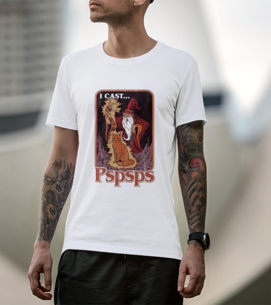 I Cast Pspsps Wizard Mystical Cat Aidan Wachter T-Shirt