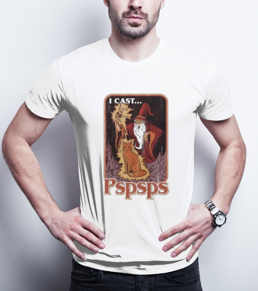 I Cast Pspsps Wizard Mystical Cat Aidan Wachter T-Shirt