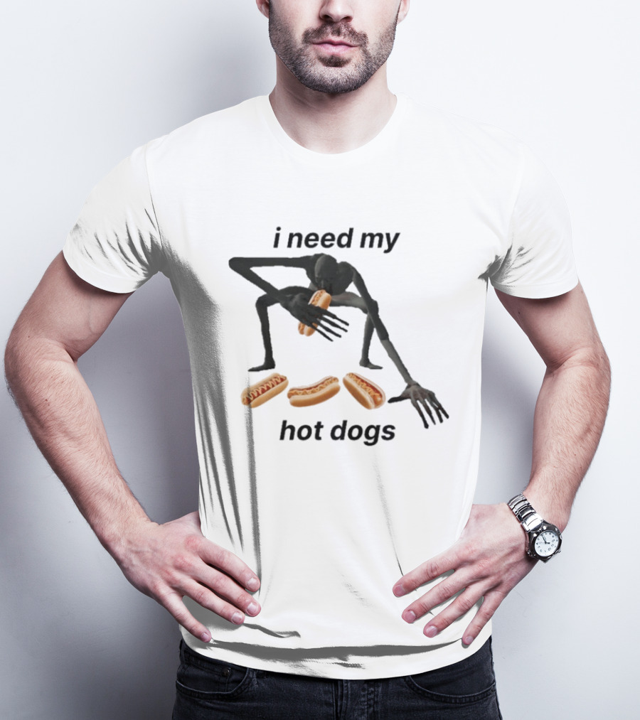 I Need My Hot Dogs Creature With Hands On Sausage Craving T-Shirt