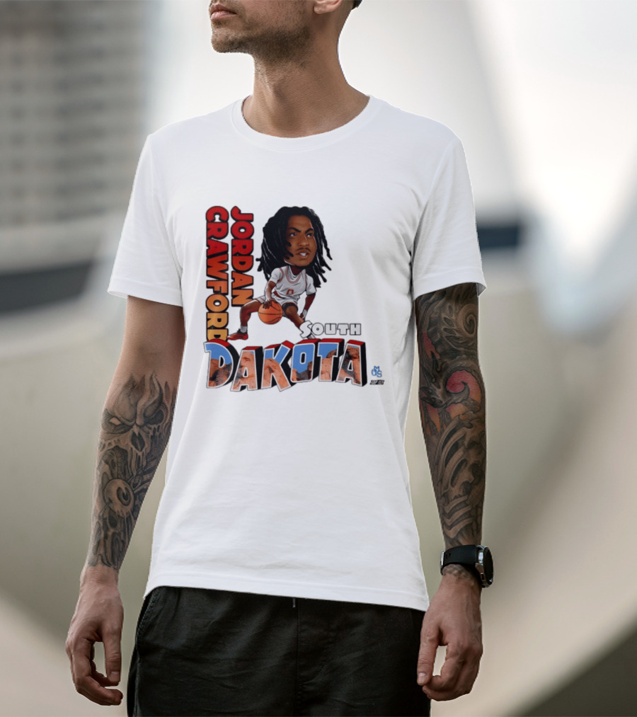 Jordan Crawford South Dakota Basketball Player Cartoon Sports T-Shirt