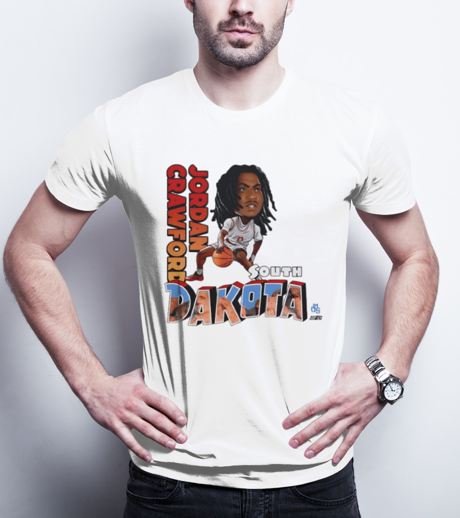 Jordan Crawford South Dakota Basketball Player Cartoon Sports T-Shirt