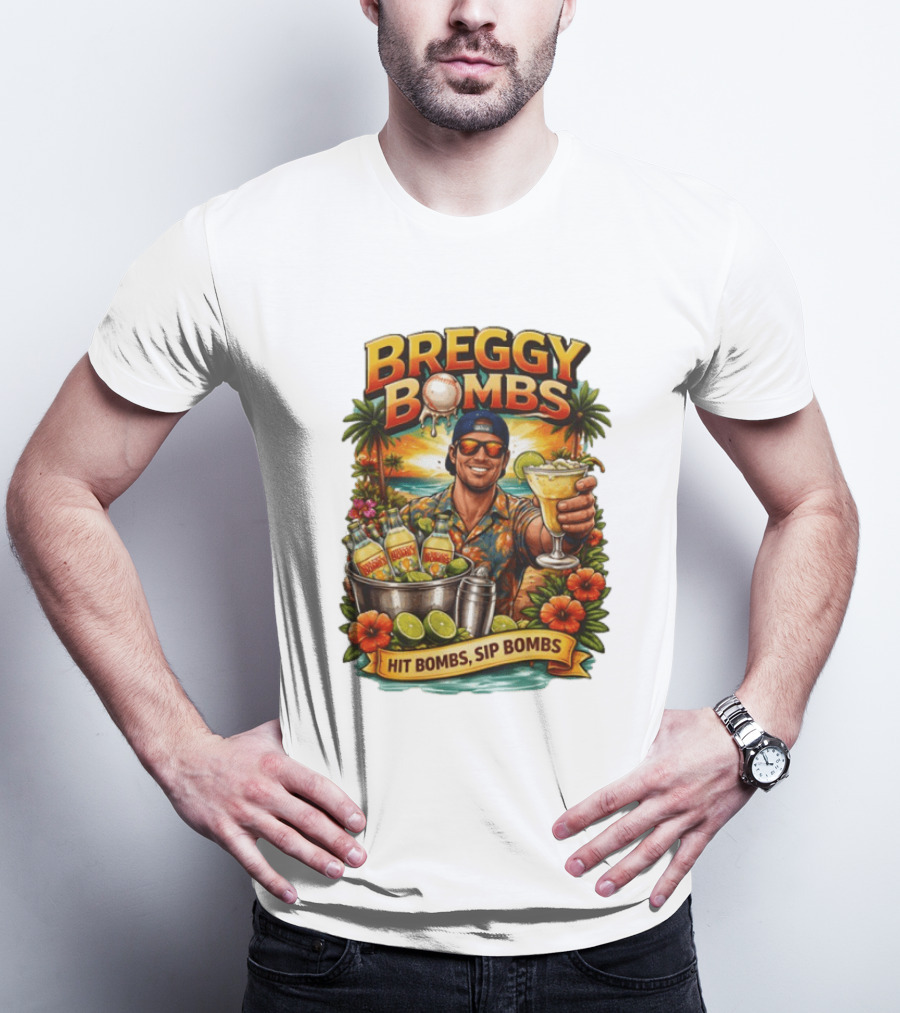 Breggy Bombs Hit Bombs Sip Bombs Tropical Cocktail Vibes T-Shirt
