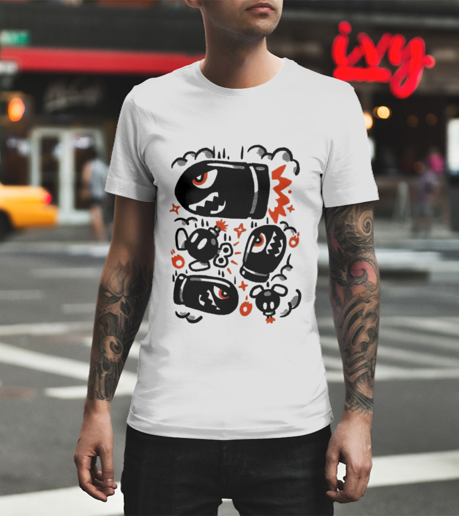 Terry Mack Bob Ombing Run Bullet Character Explosive Motion T-Shirt