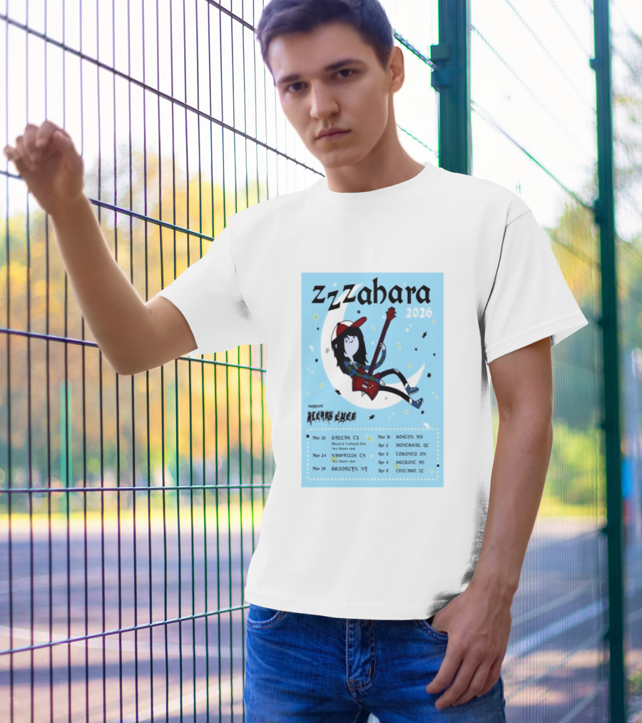 Zzzahara Fall Tour 2026 Dates And Support Act With Cartoon Guitarist T-Shirt