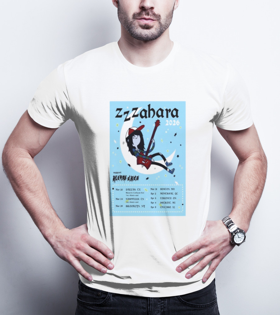 Zzzahara Fall Tour 2026 Dates And Support Act With Cartoon Guitarist T-Shirt
