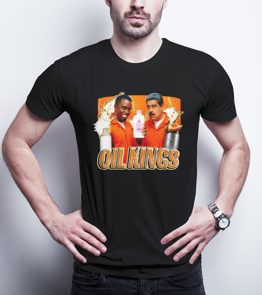 OIL KINGS Diddy Vs Nicolas Maduro Orange Bottles Humor T-Shirt