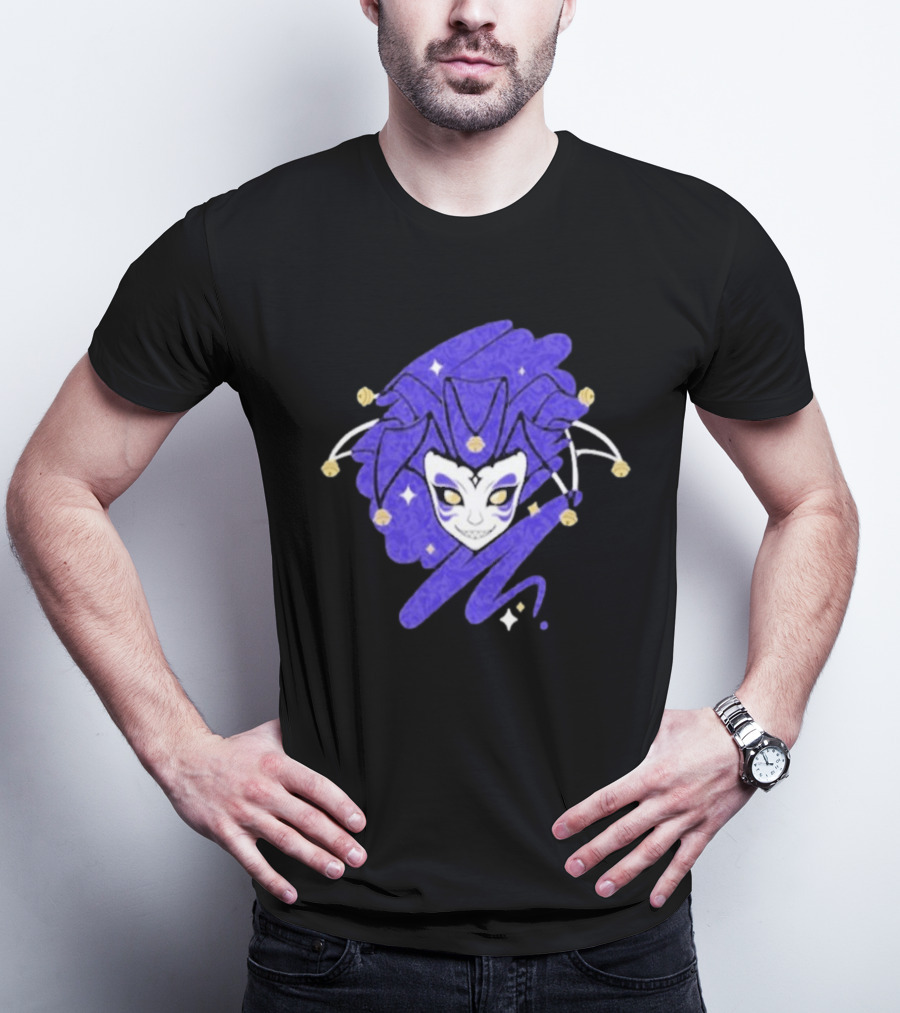 Jabroni Mike Veneto Mask Jester Head Blue Swirl T-Shirt