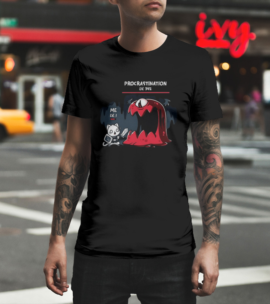 Me Lv 1 Vs Procrastination Lv 342 Battle T-Shirt