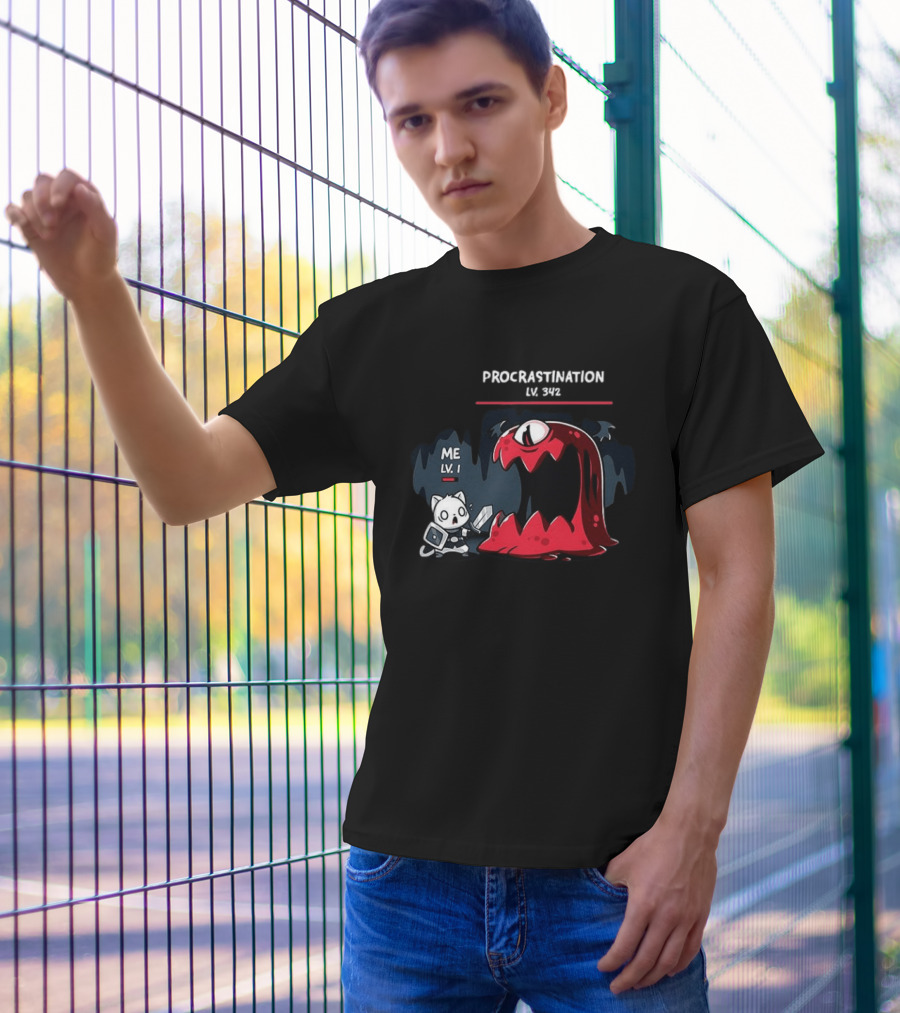 Me Lv 1 Vs Procrastination Lv 342 Battle T-Shirt