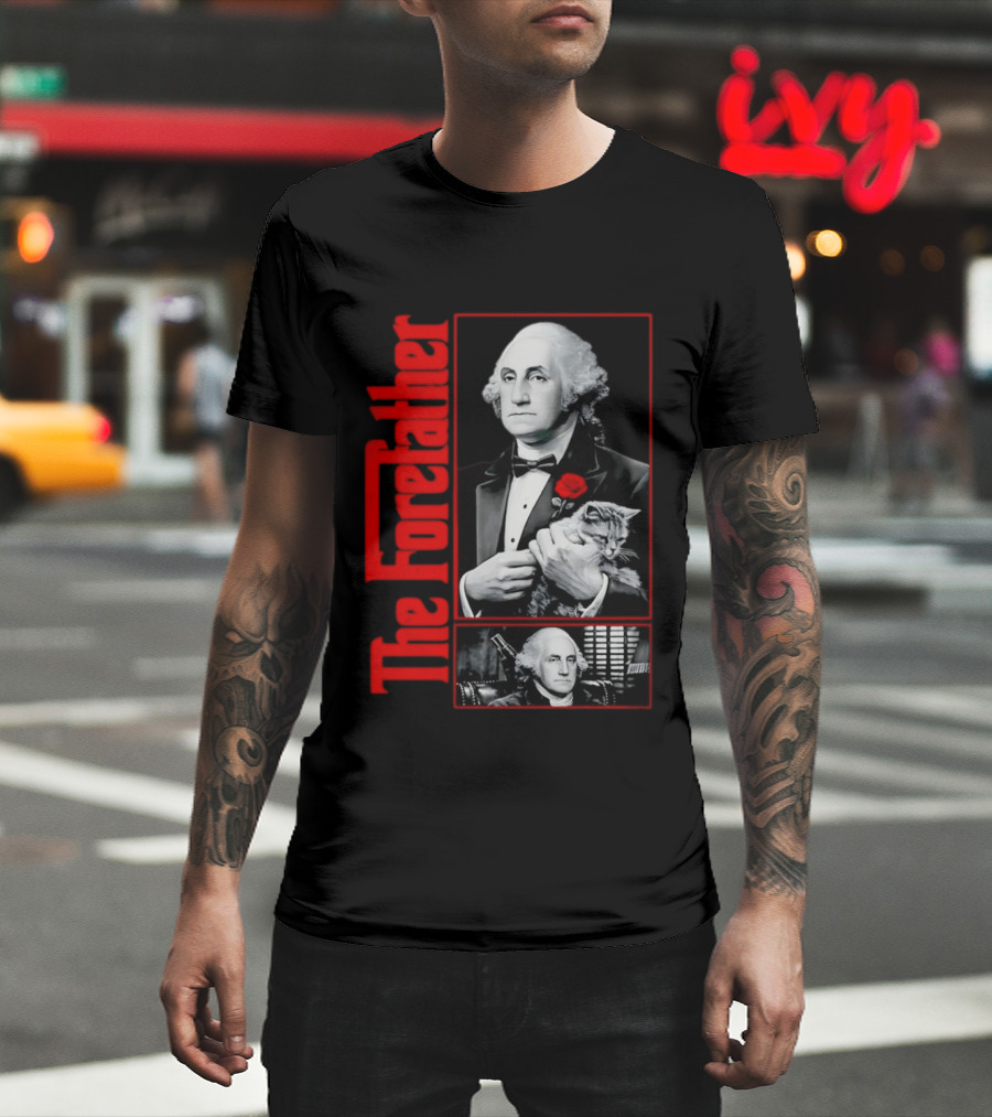 Patriotic George Washington Forefather The American Godfather Cat T-Shirt